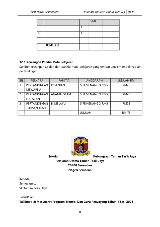 Kertas kerja transisi skm 2021 | PDF