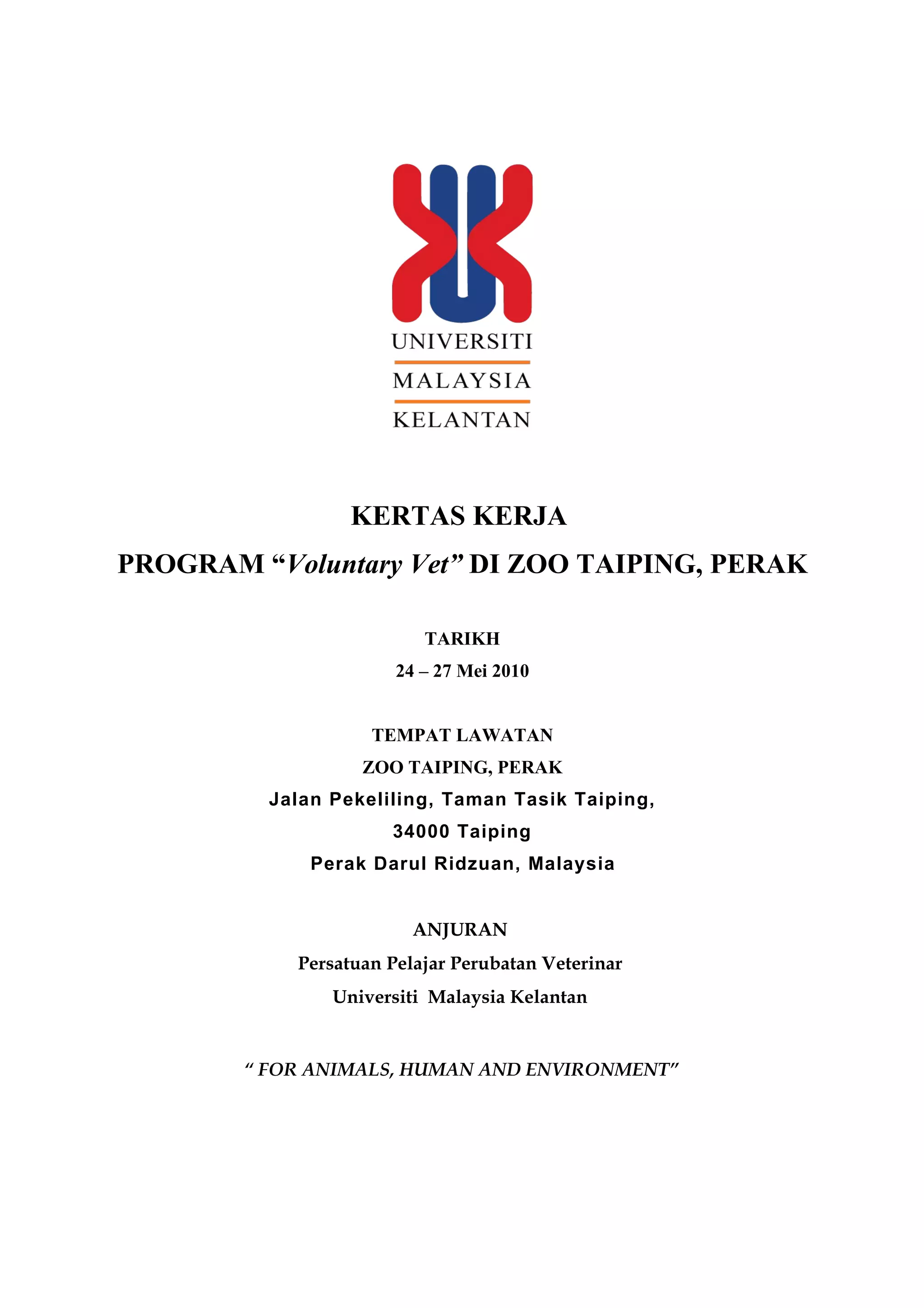 Kertas Kerja Voluntary Vet UMK 2010 | DOC