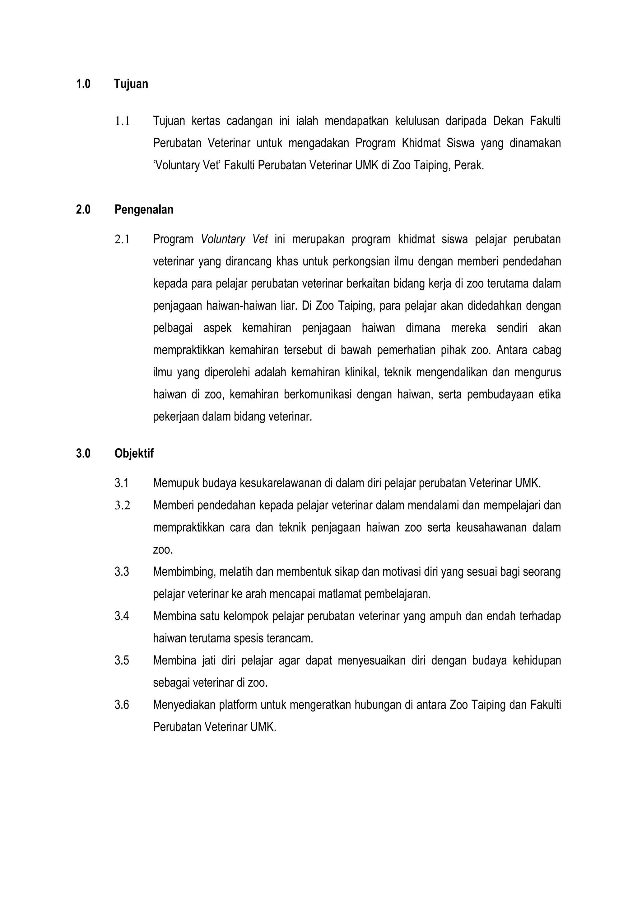 Kertas Kerja Voluntary Vet UMK 2010 | DOC