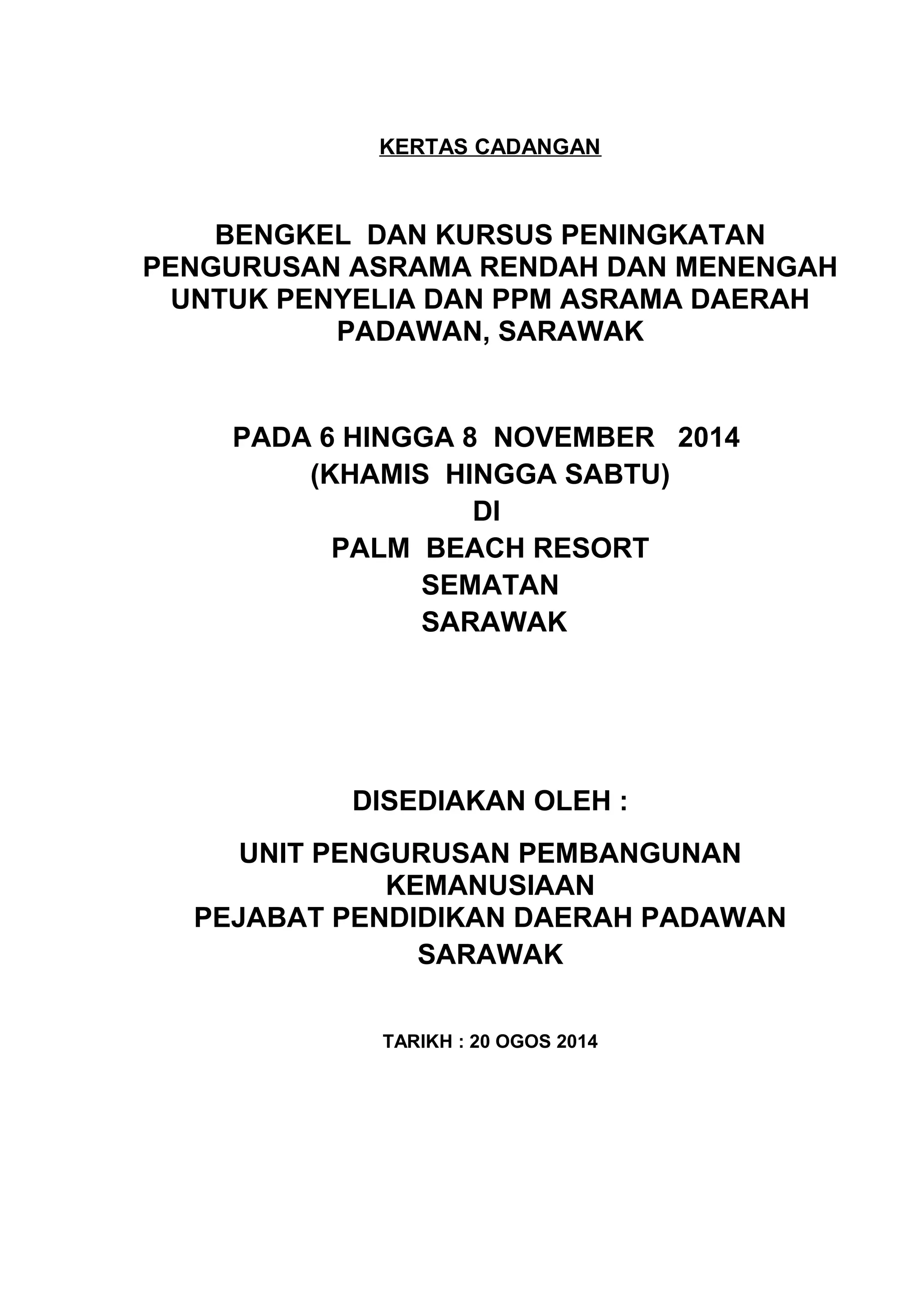 Kertas konsep kursus penyelia dan warden | DOC