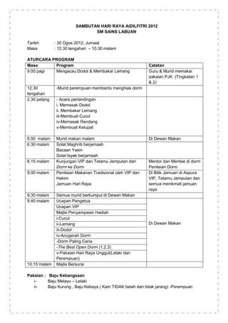 Kertas konsep sambutan hari raya 2012 | DOCX