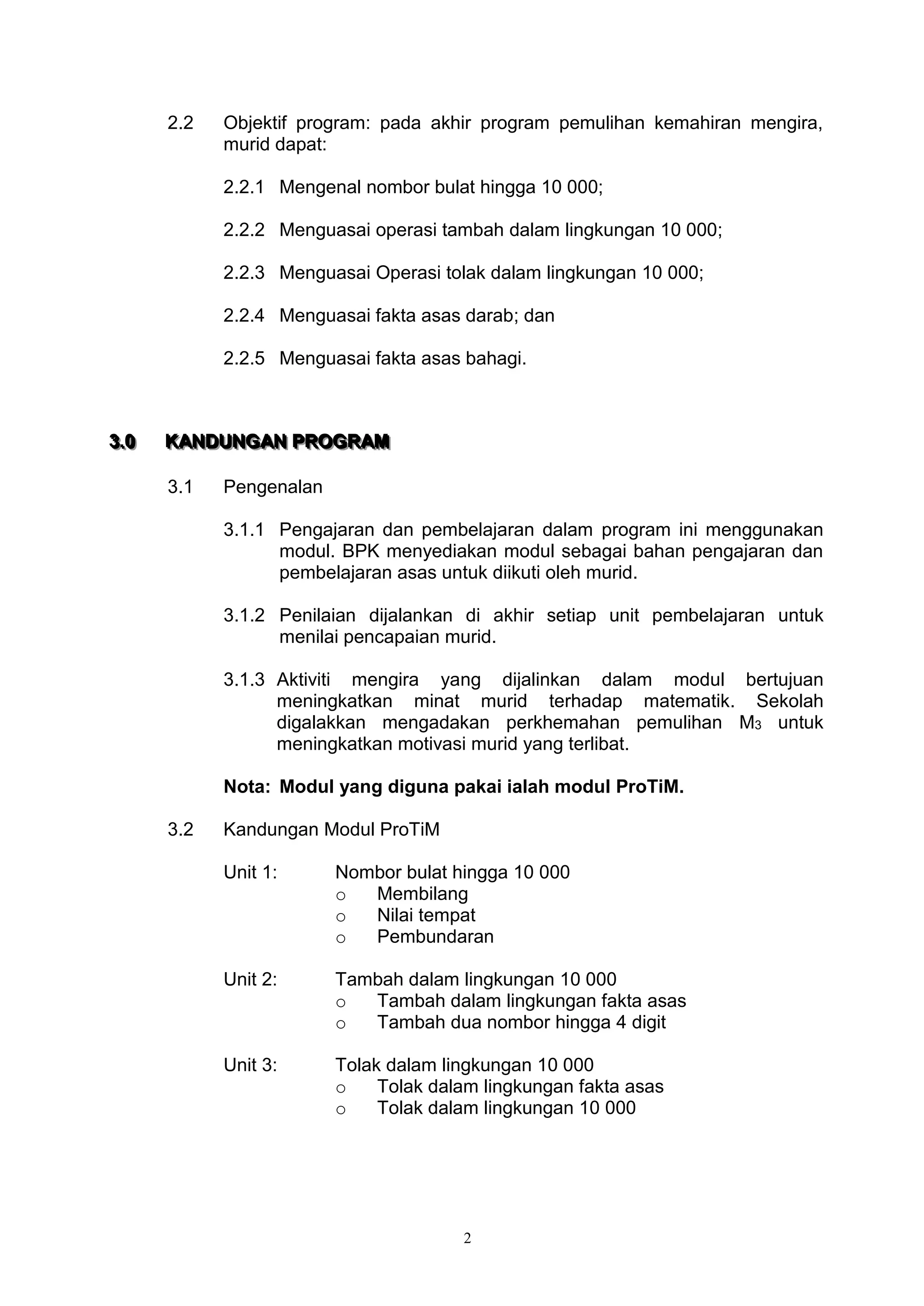 Kertas makluman untuk pelaksanaan program pro tim | PDF