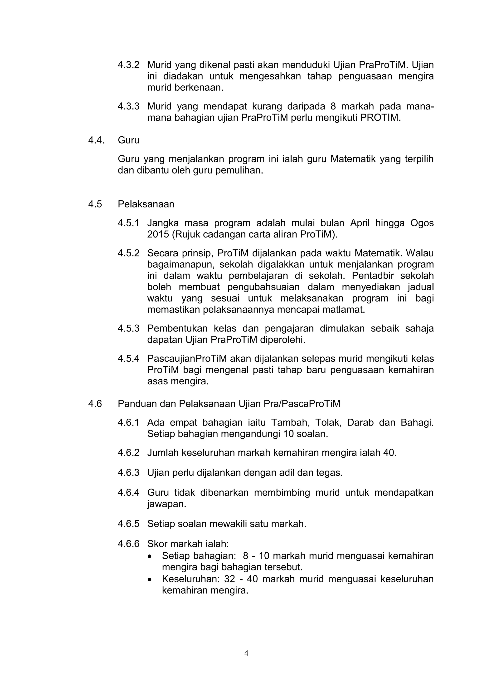 Kertas makluman untuk pelaksanaan program pro tim | PDF