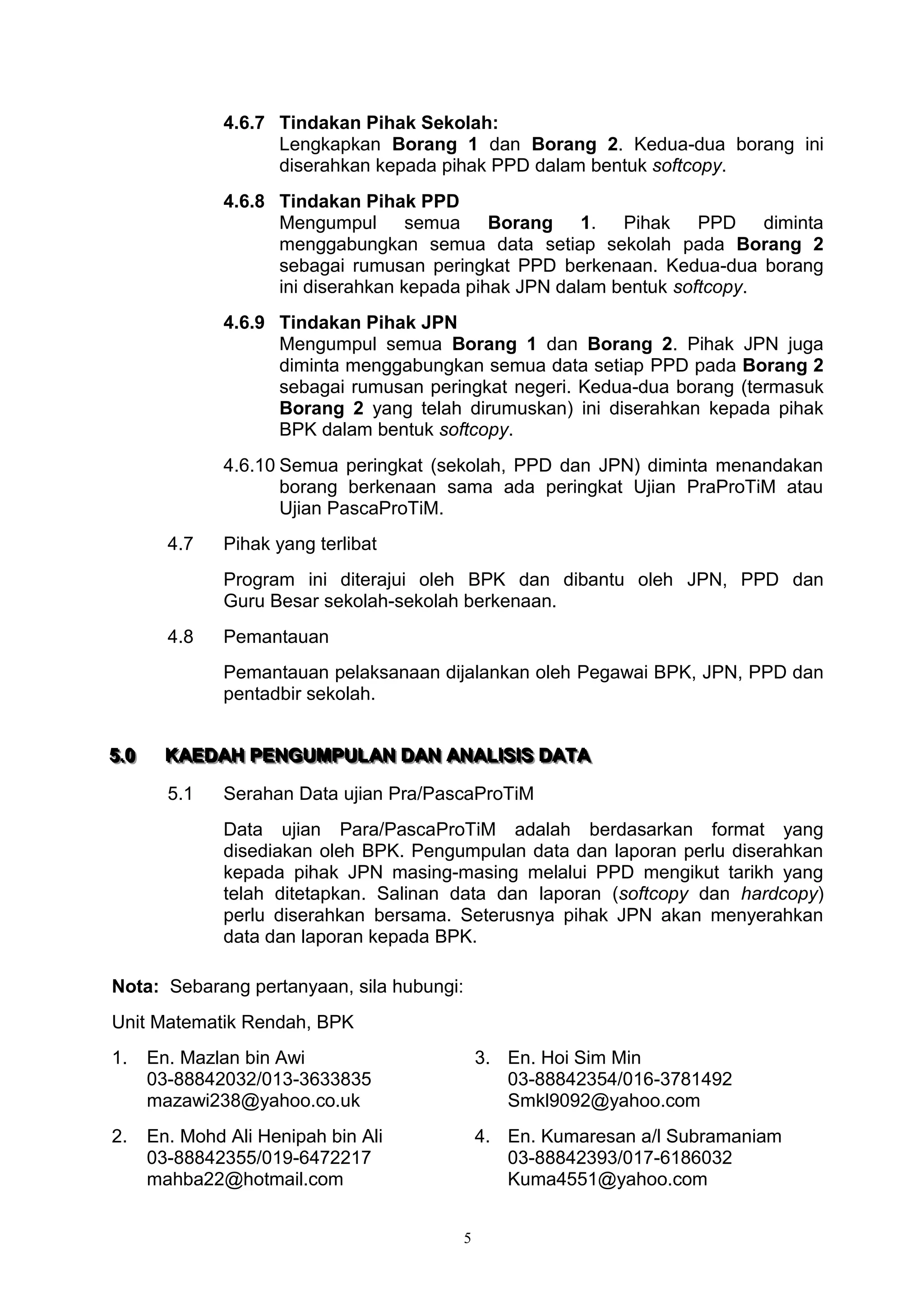 Kertas makluman untuk pelaksanaan program pro tim | PDF