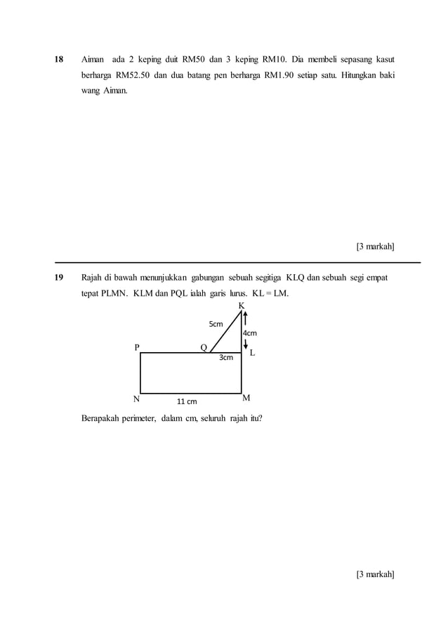 Kertas math thn 5(k2) | PDF