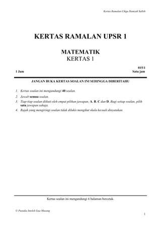 Kertas ramalan upsr 1 | PDF