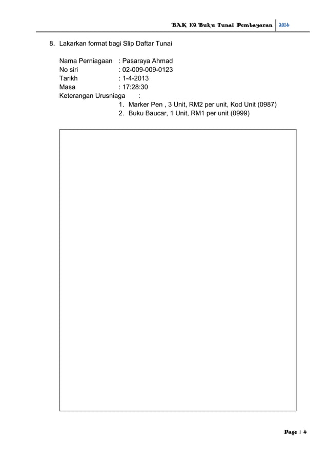 Kertas tugasan buku tunai pembayaran | DOCX
