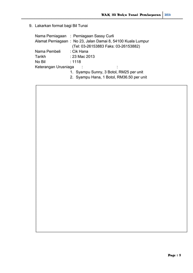 Kertas tugasan buku tunai pembayaran | DOCX
