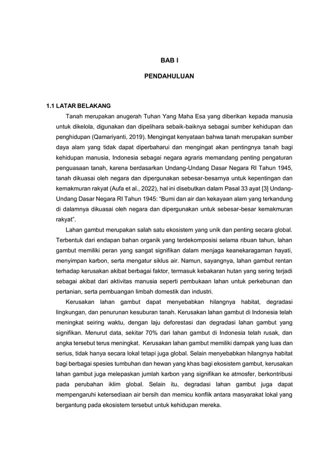 KERUSAKAN LAHAN GAMBUT ANALISIS FAKTOR-FAKTOR YANG MEMPENGARUHI DAN STRATEGI PENGELOLAAN UNTUK ...