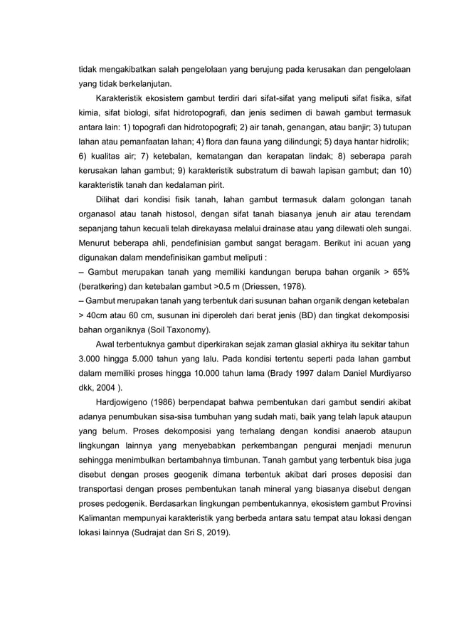 KERUSAKAN LAHAN GAMBUT ANALISIS FAKTOR-FAKTOR YANG MEMPENGARUHI DAN STRATEGI PENGELOLAAN UNTUK ...