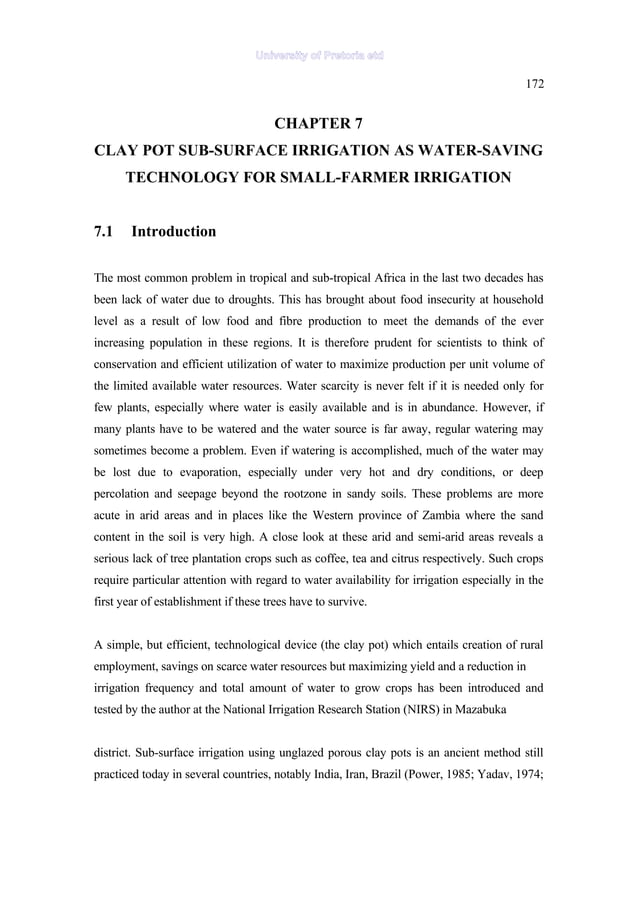 Clay Pot Sub-Surface Irrigation as Water-Saving Technology | PDF ...