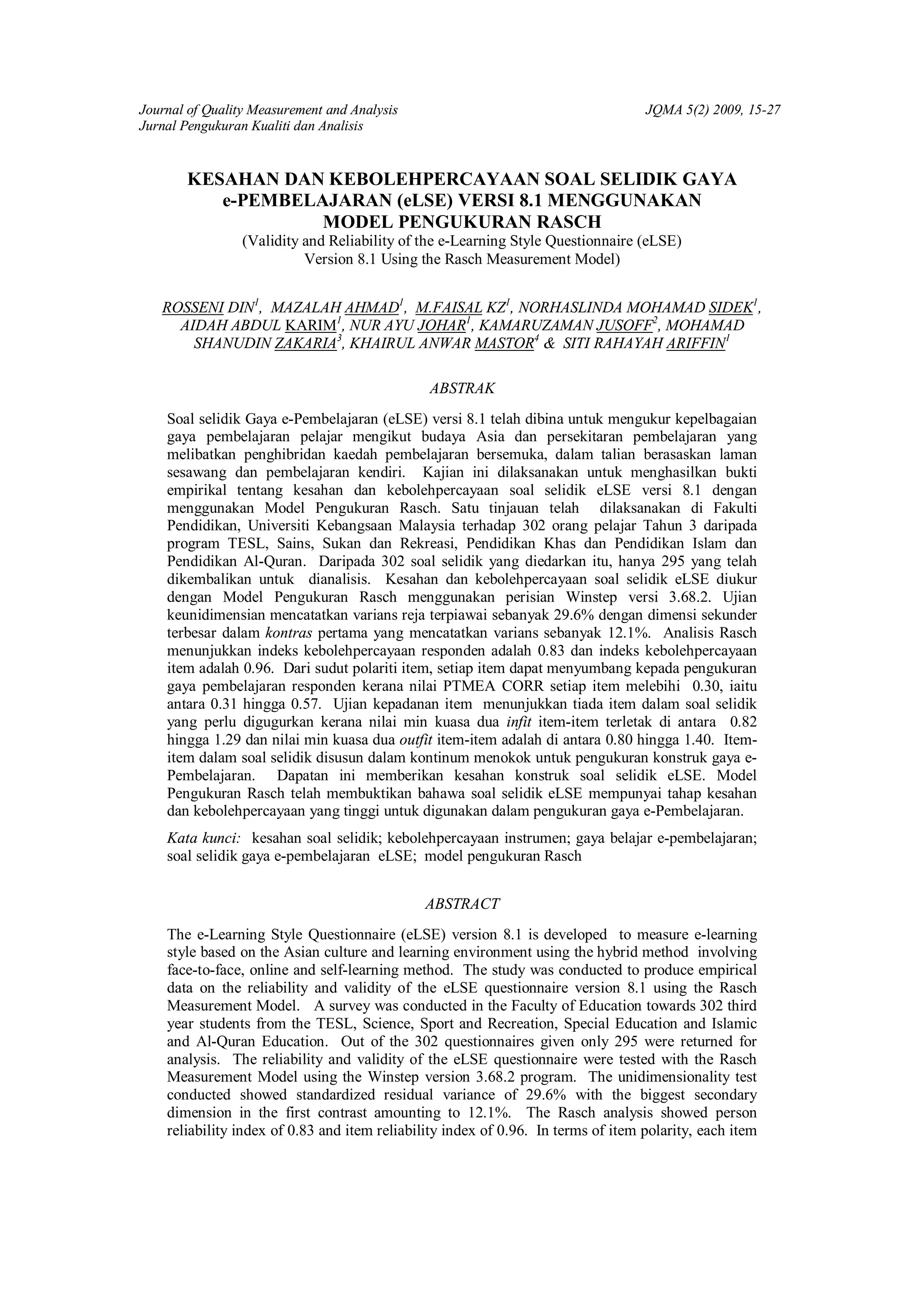 Kesahan dan kebolehpercayaan soal selidik gaya belajar | PDF