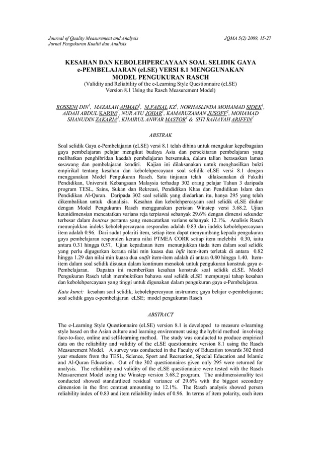 Kesahan dan kebolehpercayaan soal selidik gaya belajar | PDF