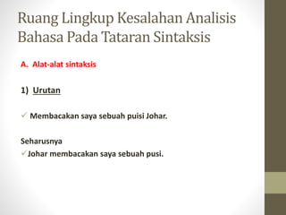 Kesalahan berbahasa pada tataran sintaksis | PPTX