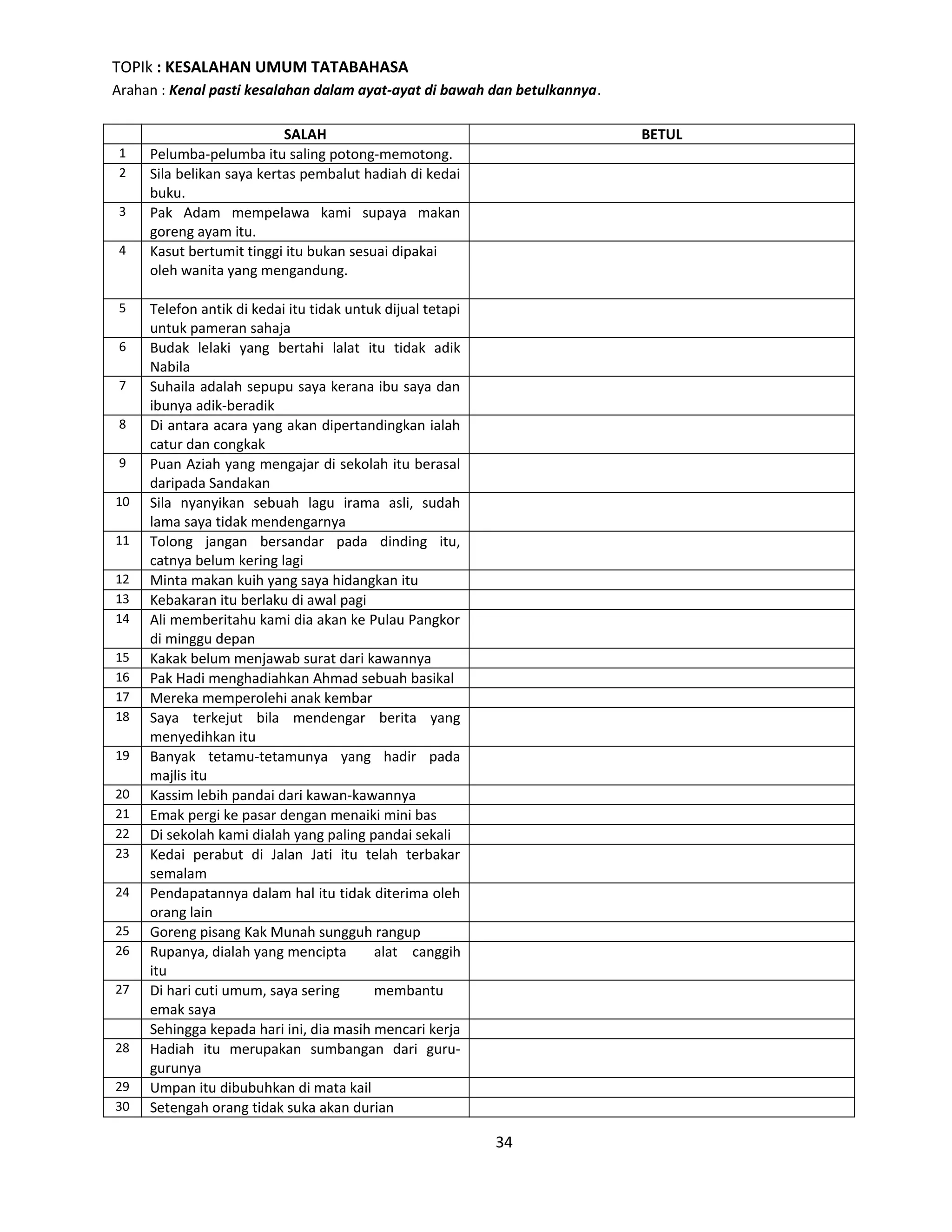 Kesalahan umum tatabahasa | PDF