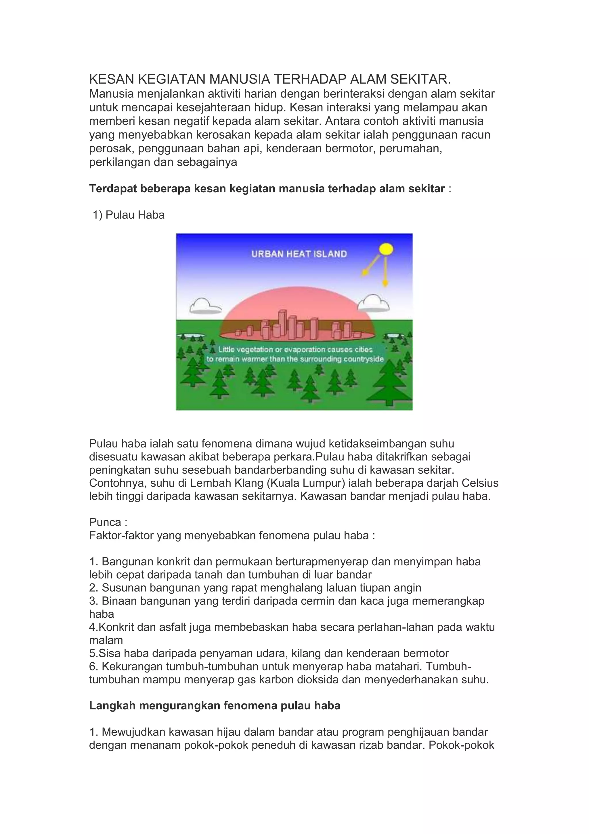 Kesan kegiatan manusia terhadap alam sekitar | PDF