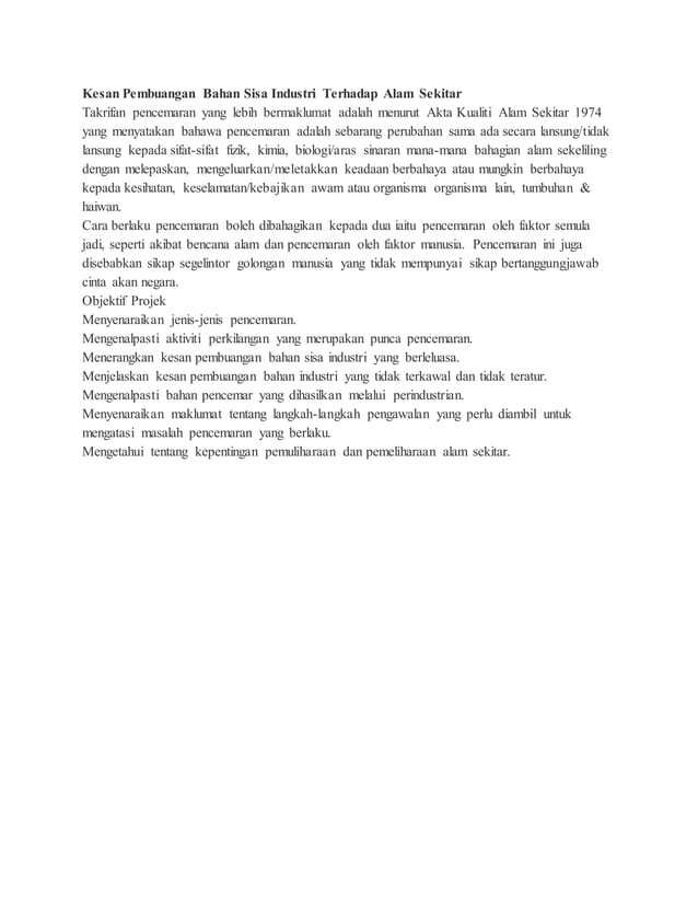 Kesan pembuangan sisa industri | PDF