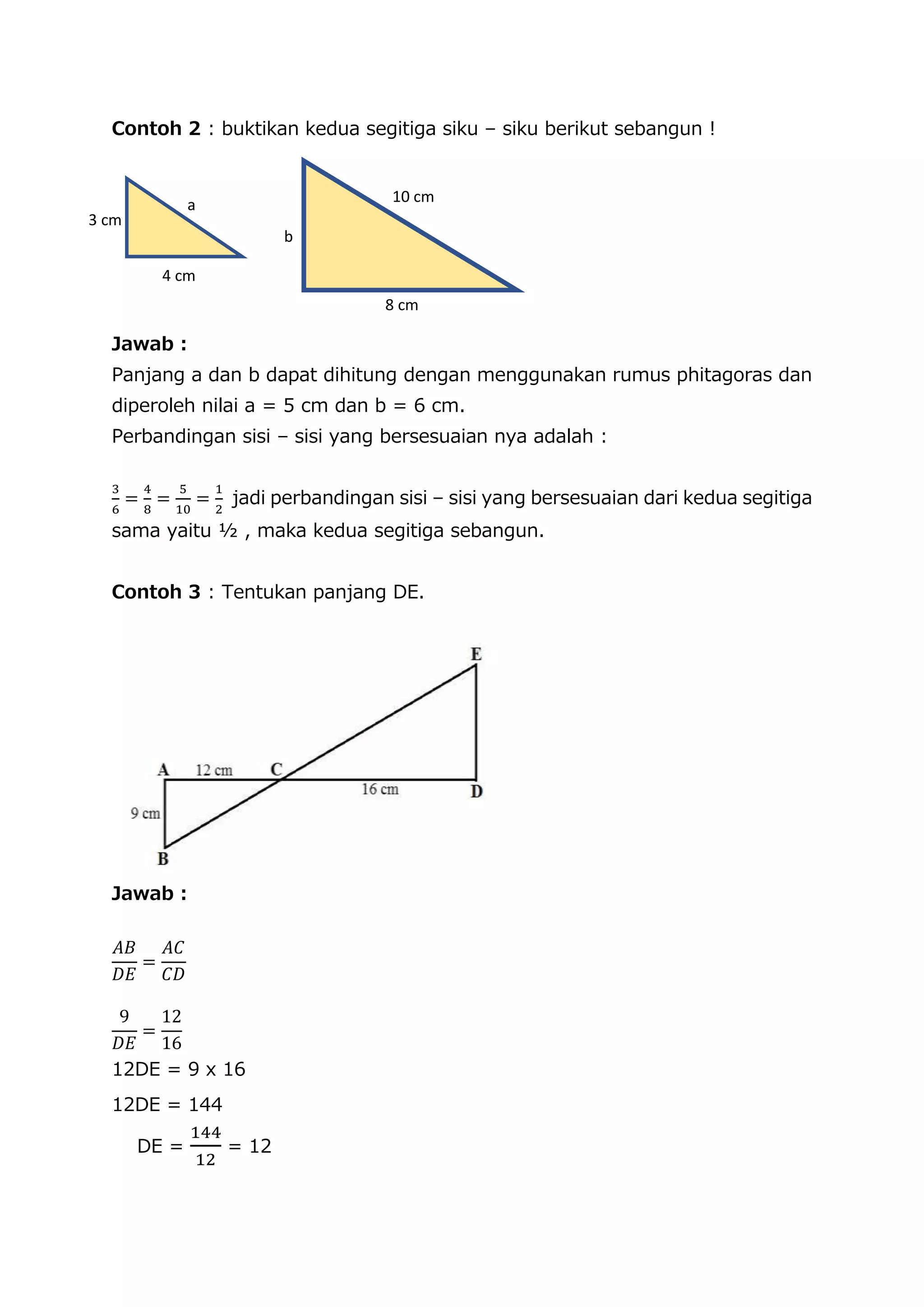 Kesebangunan dua segitiga dan contoh soalnya | PDF