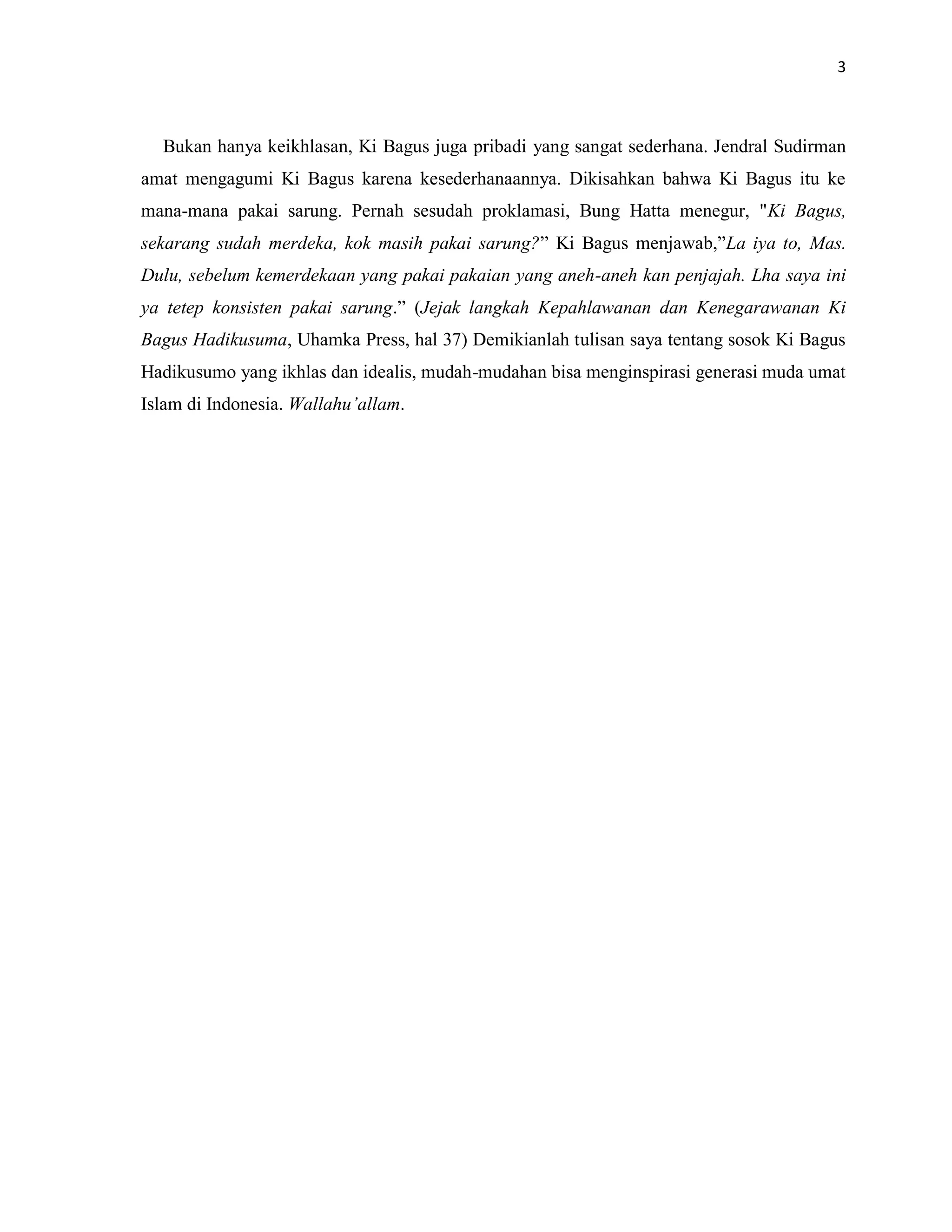 Ulama Muhammadiyah: Ki Bagus Hadikusumo | PDF