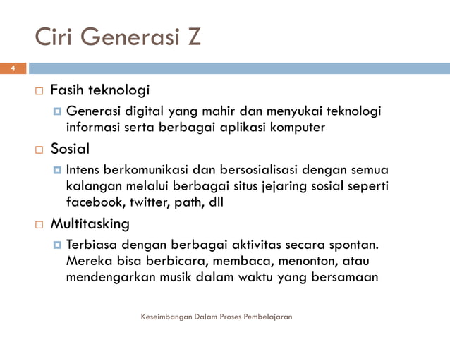 Keseimbangan dalam pendidikan gen z | PPT