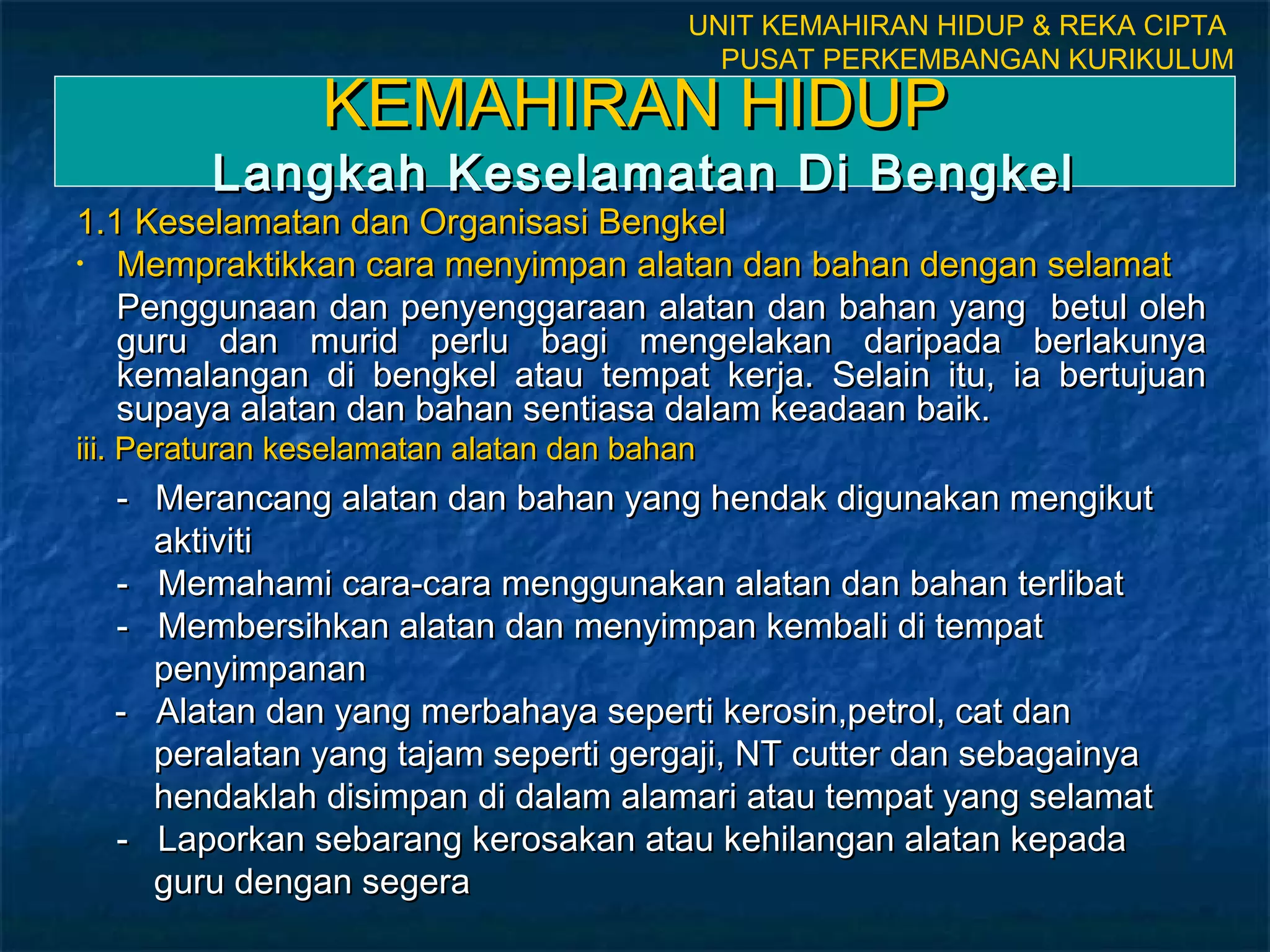 Keselamatandanorganisasibengkel | PPT