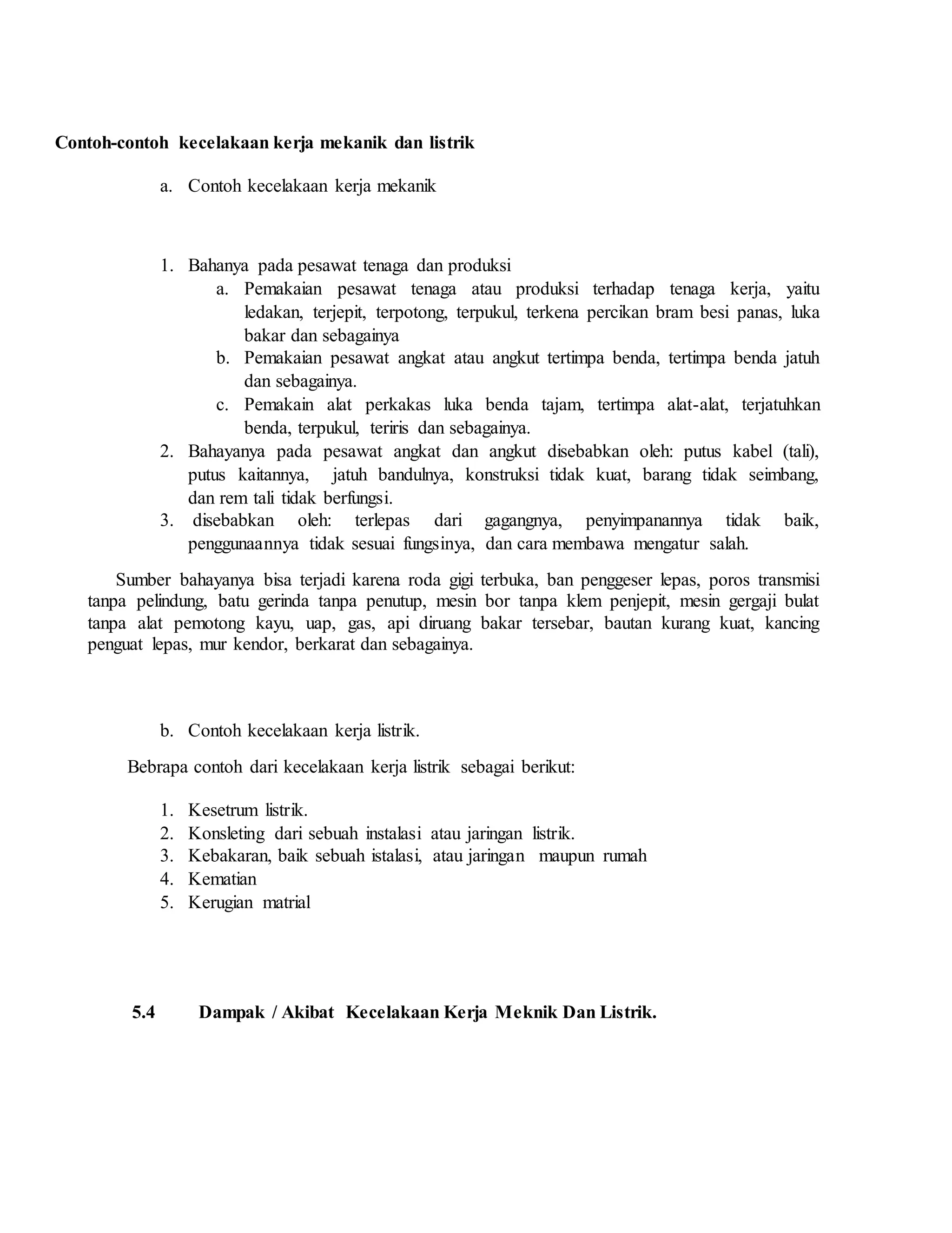 Keselamatan kerja mekanik dan listrik (ari setiawan) | DOCX