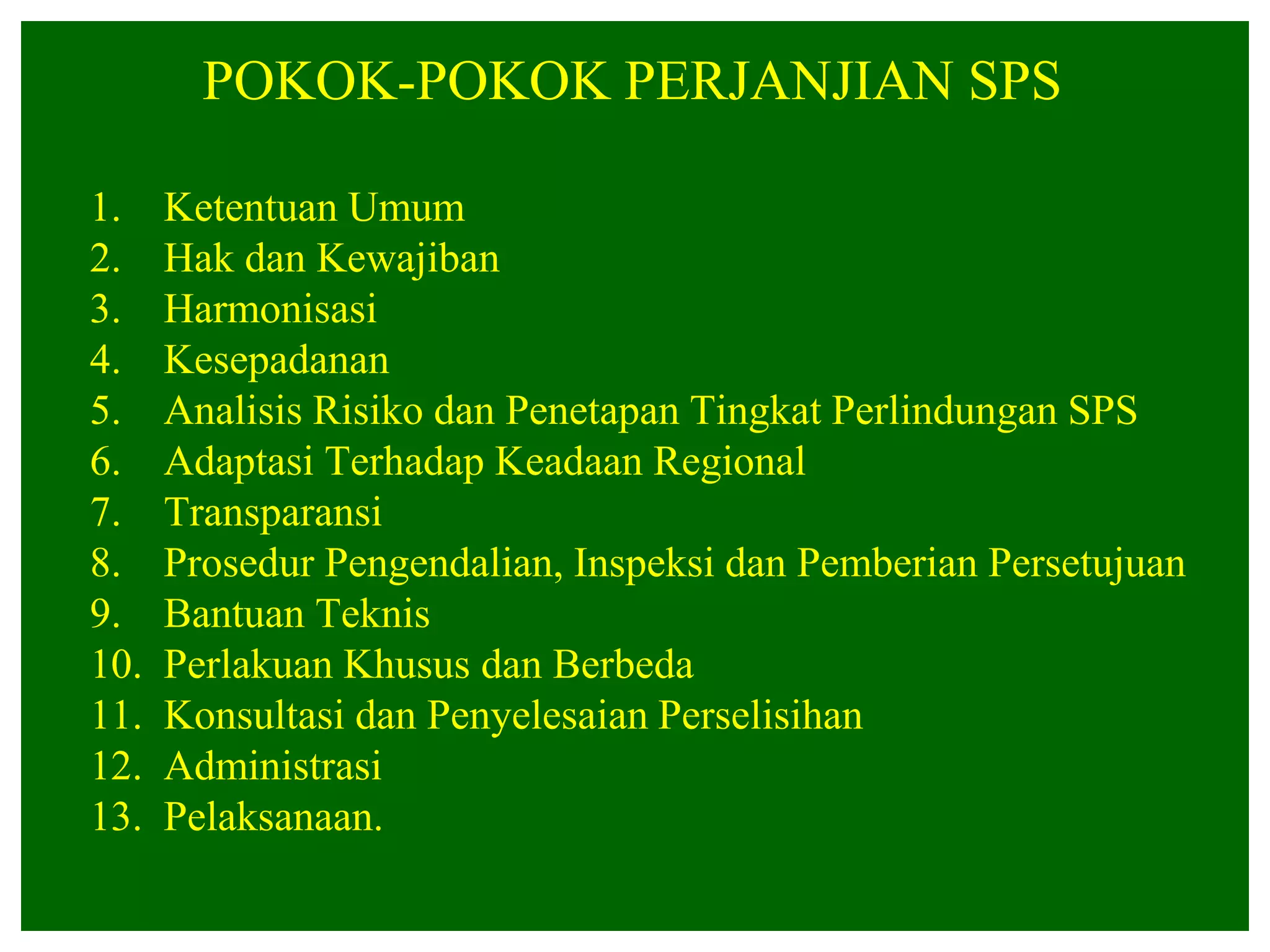 Kesepakatan WTO Mengenai Sanitary & Fitosanitary (Sanitary ...