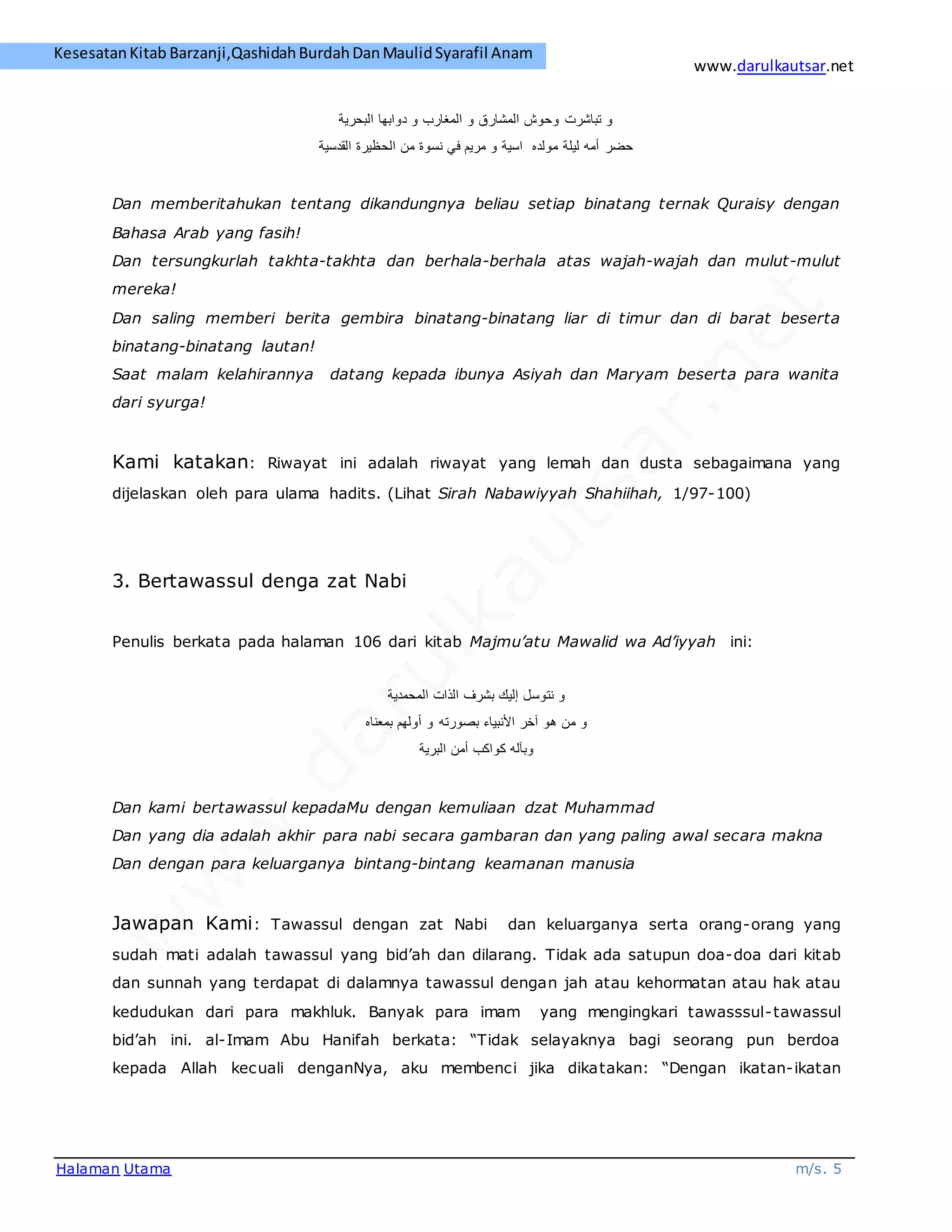 Kesesatan Kitab Barzanji | DOCX