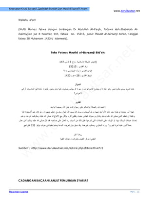 Kesesatan Kitab Barzanji | DOCX