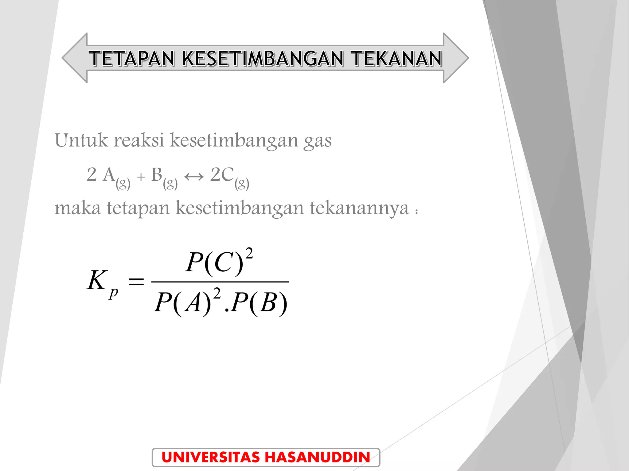 Kesetimbangan kimia itp unhas klp.8 | PPTX