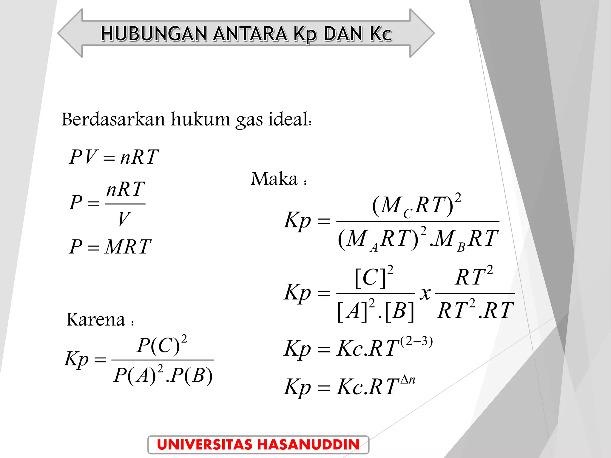 Kesetimbangan kimia itp unhas klp.8 | PPTX