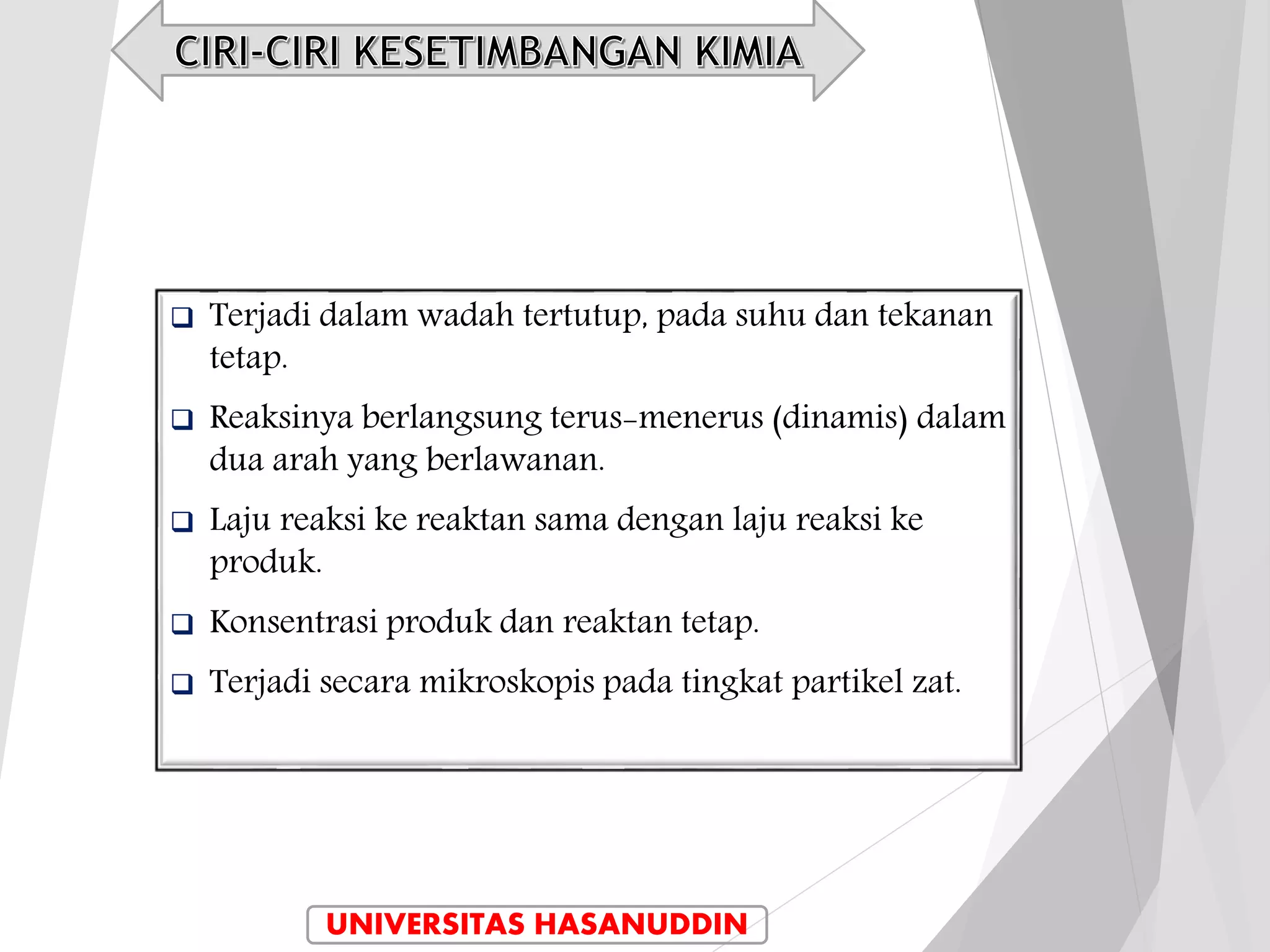 Kesetimbangan kimia itp unhas klp.8 | PPTX