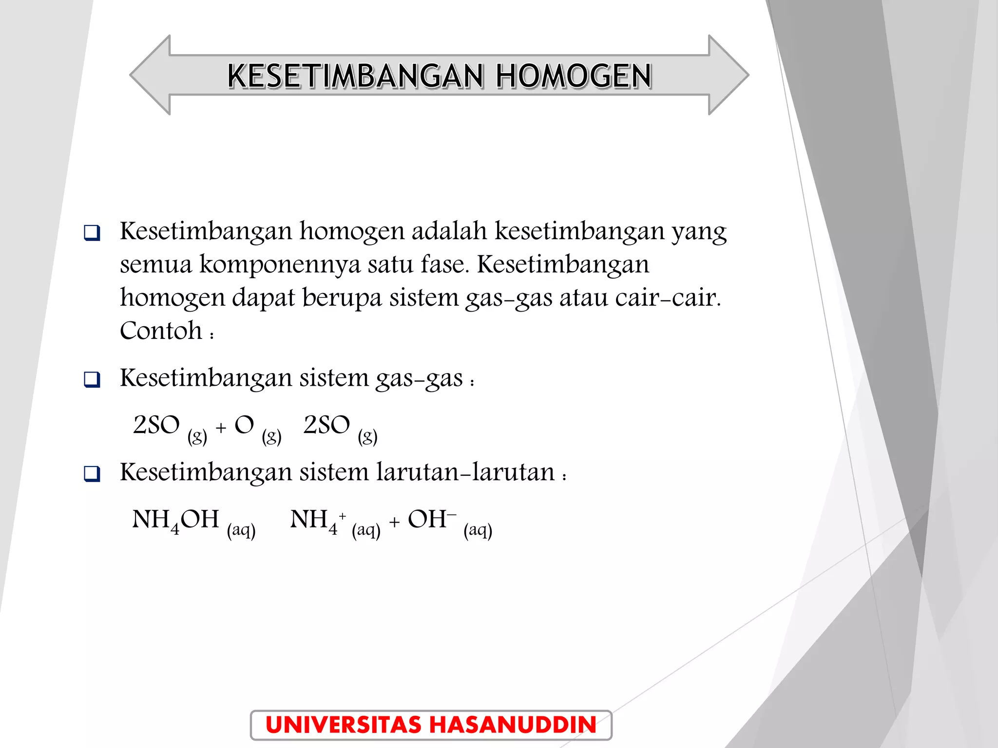 Kesetimbangan kimia itp unhas klp.8 | PPTX