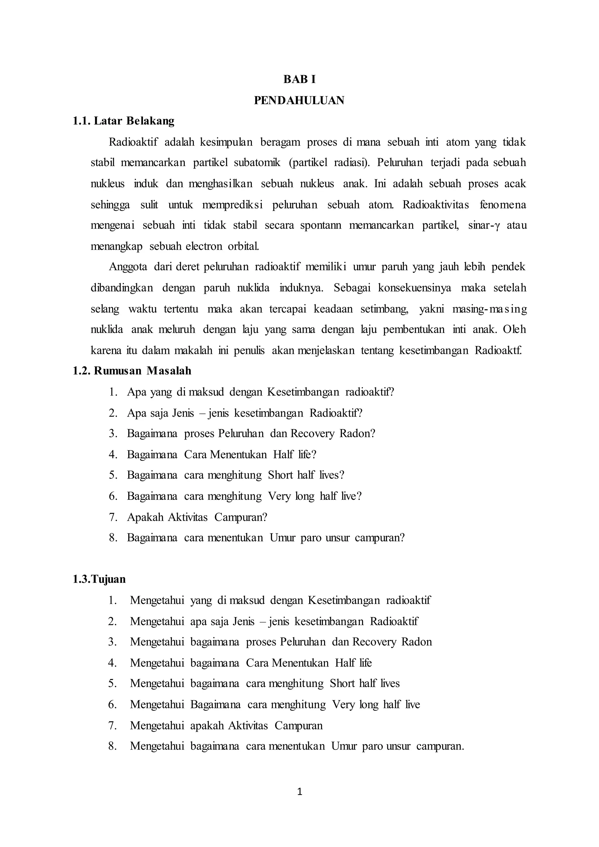 Kesetimbangan radioaktif riska | DOCX