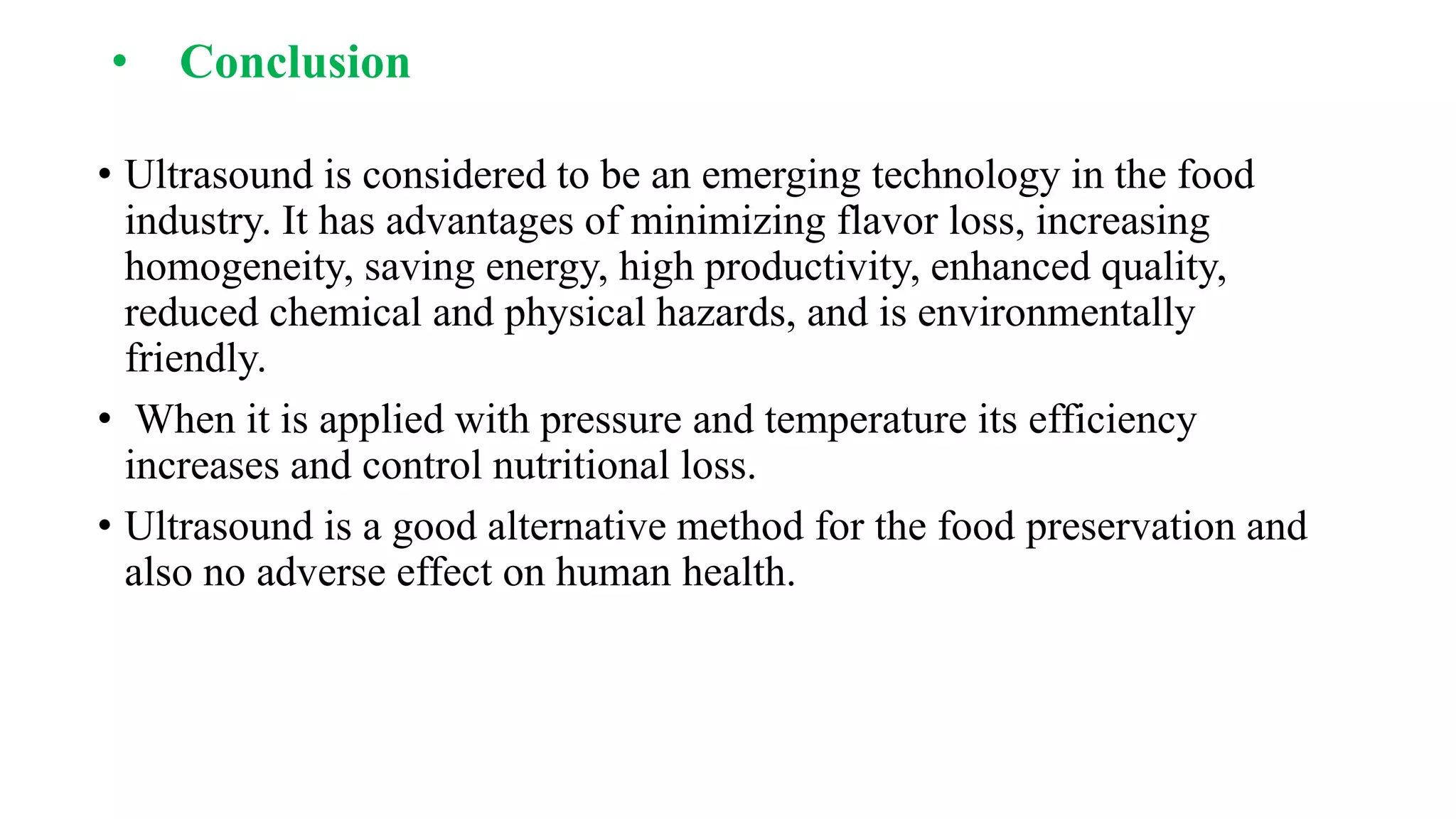 Ultrasound in food preservation | PPTX