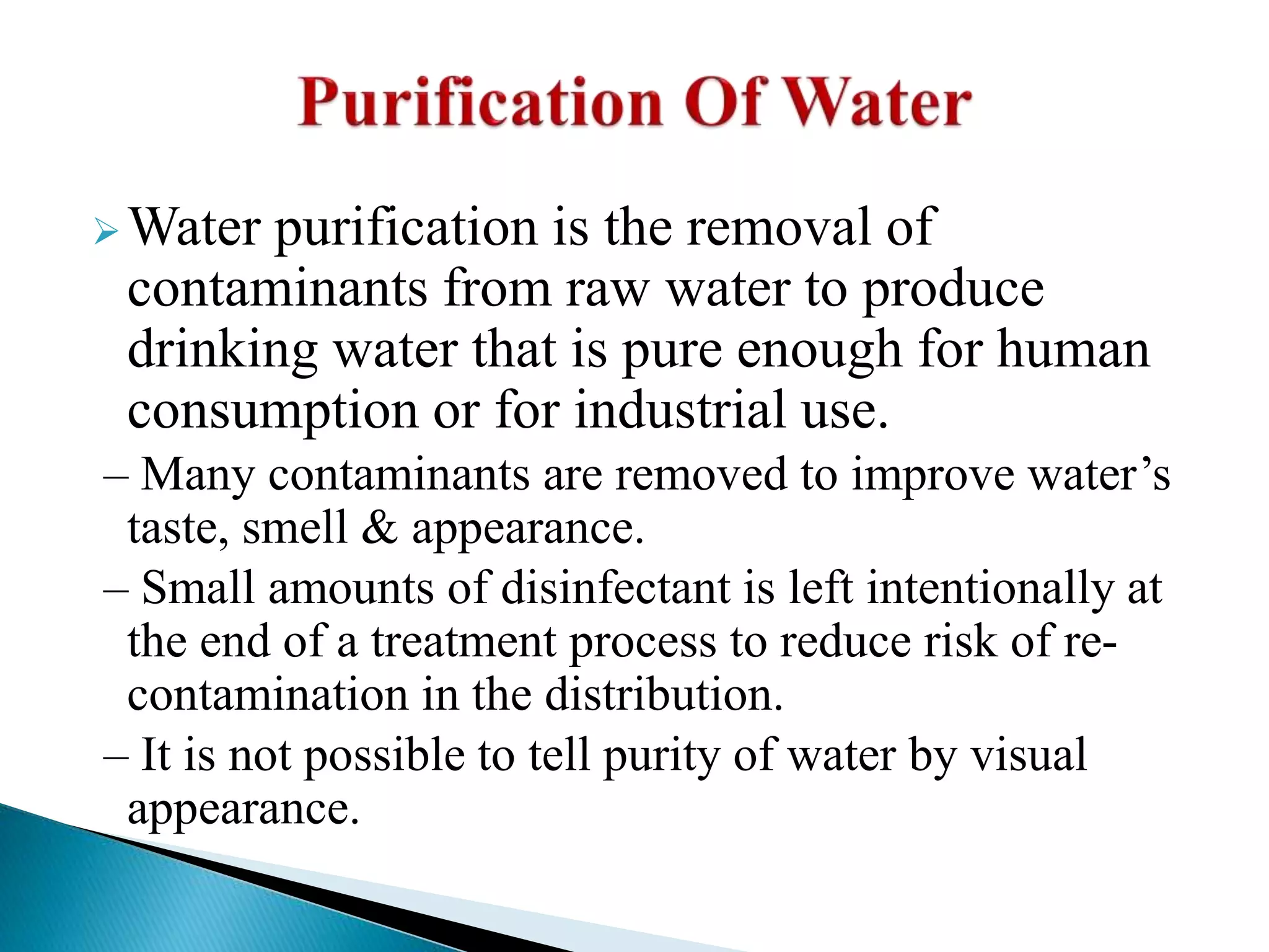 PURIFICATION AND TREATMENT OF WATER | PPTX