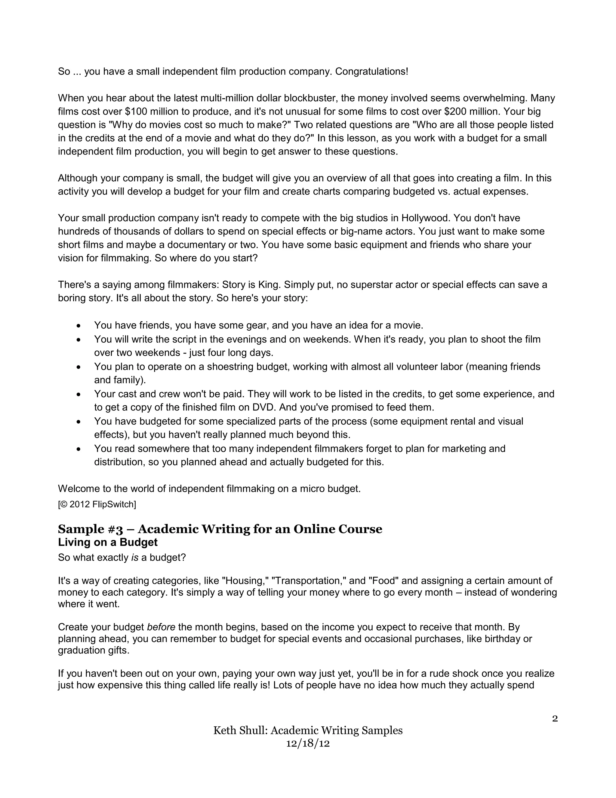 Keith Shull_Academic Writing Samples | PDF