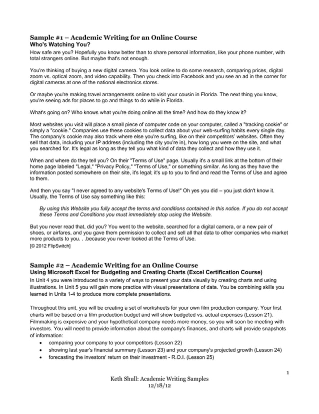 Keith Shull_Academic Writing Samples | PDF