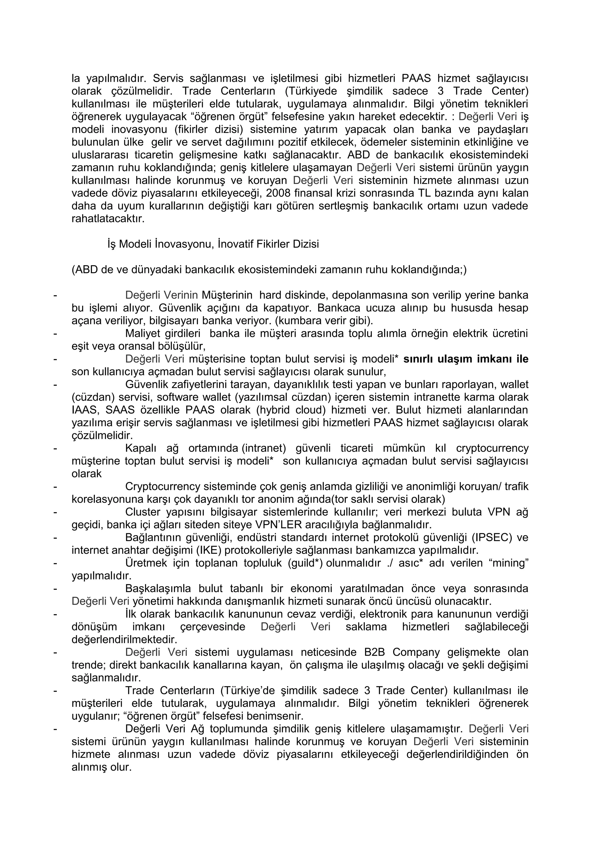 Koruyan, Korunmuş Değerli Veri İş Modeli (Yalın Girişimli) İnovasyonu Sistemi | DOC