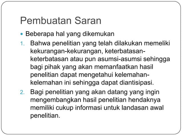 Kesimpulan dan saran | PPTX