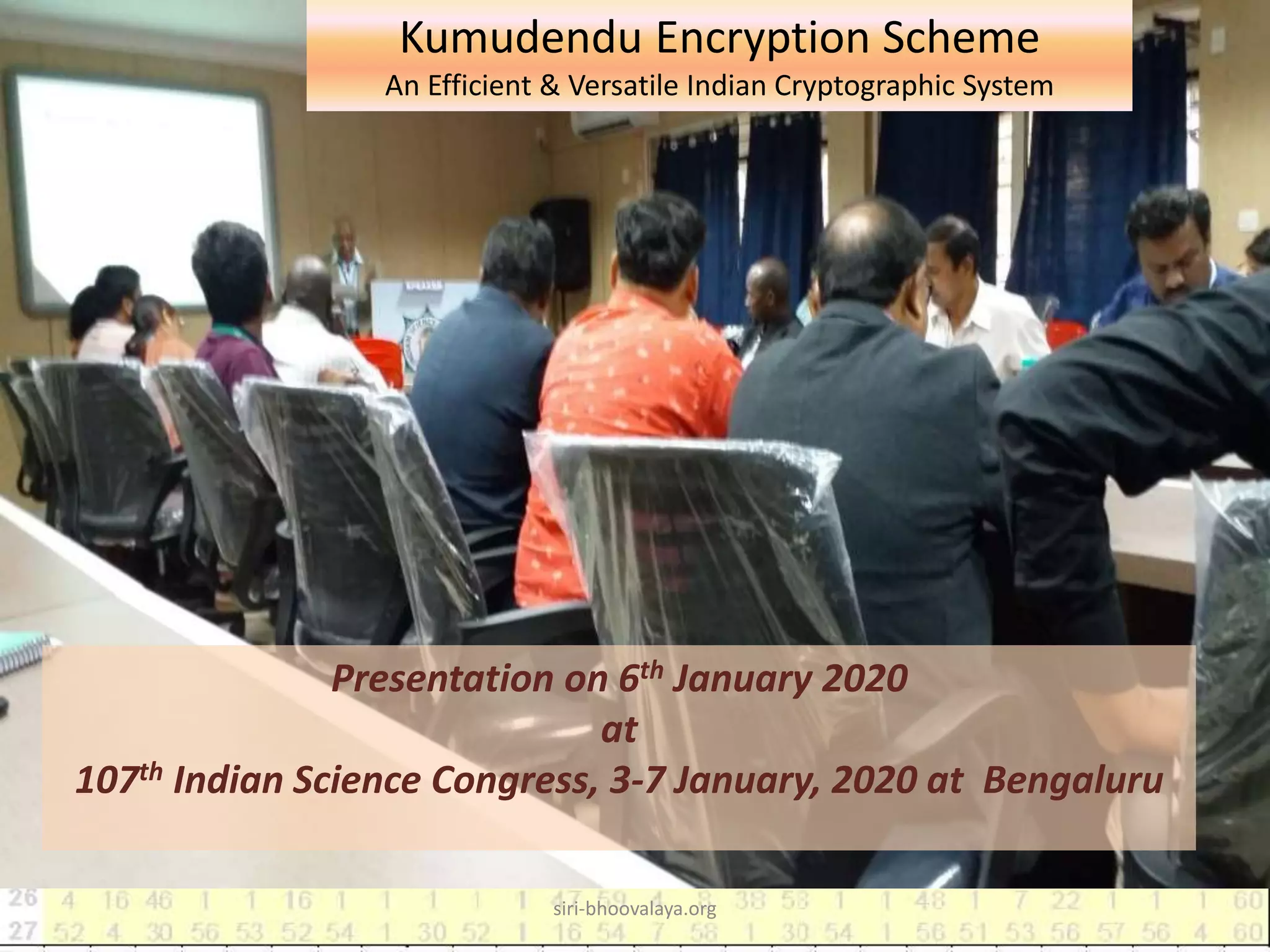 Kumudendu Encryption System (KES) Talk at Indian Science Congress ...
