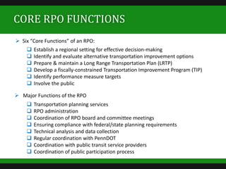 Rural Planning Organizations: Rural Transportation Planning in ...