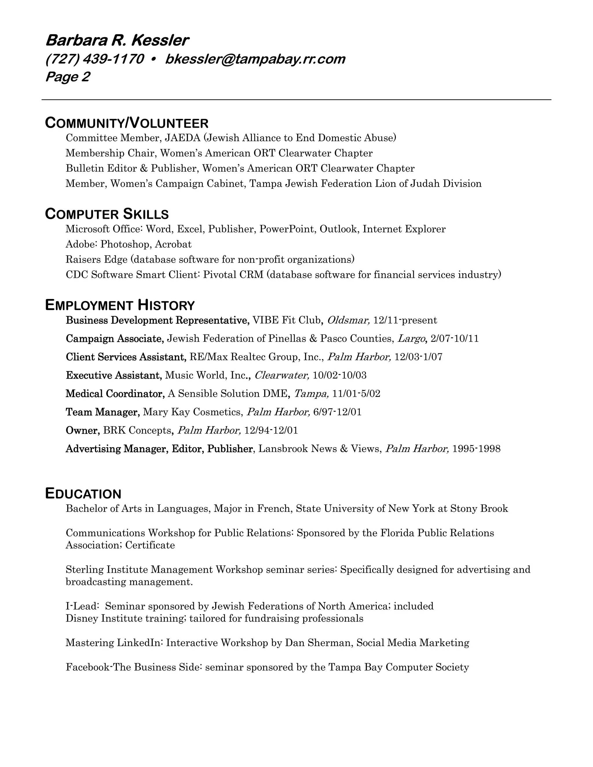 Kessler Resume 2012 | PDF