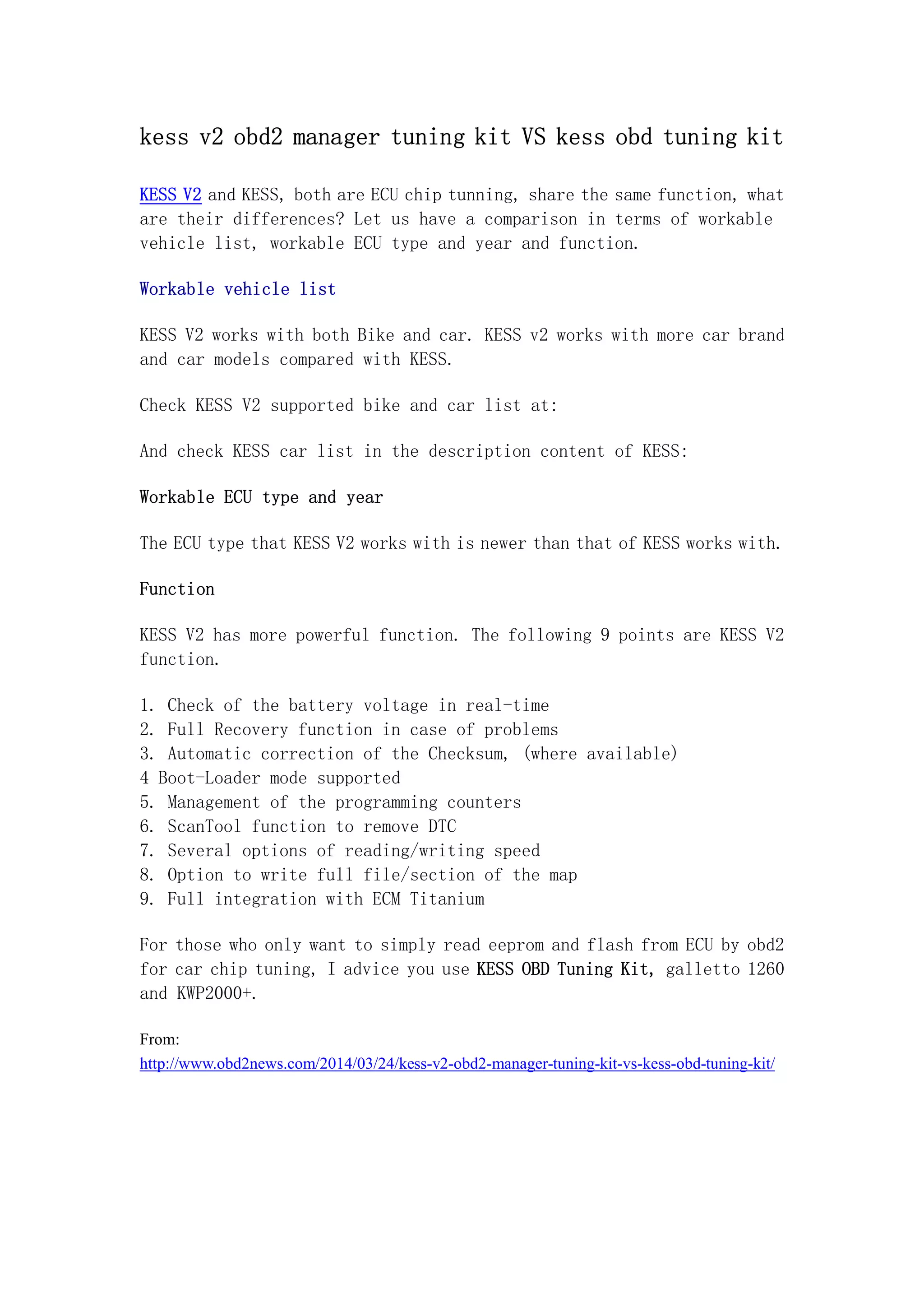 Kess v2 obd2 manager tuning kit vs kess obd tuning kit | PDF