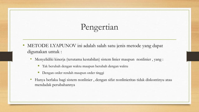 Kestabilan lyapunov | PPT