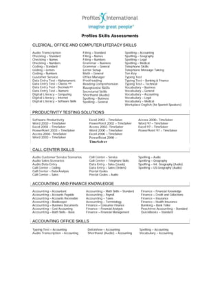 Kestly Development Profiles Skills Tests Catalog 12 09 | PDF