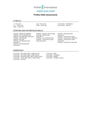 Kestly Development Profiles Skills Tests Catalog 12 09 | PDF