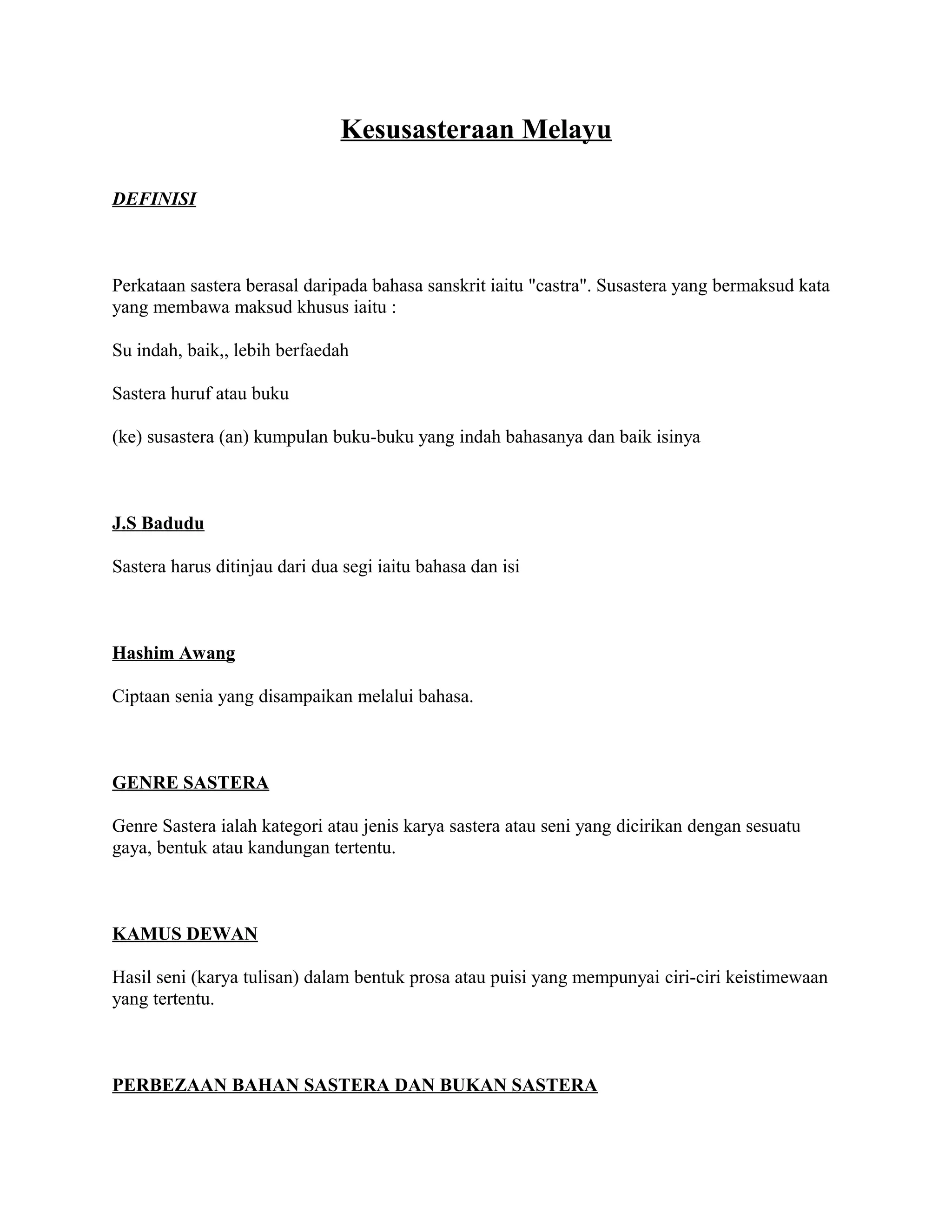 Kesusasteraan melayu | DOC