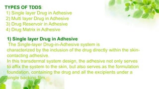 Transdermal Drug Delivery System | PPTX | Skin and Dermatology ...