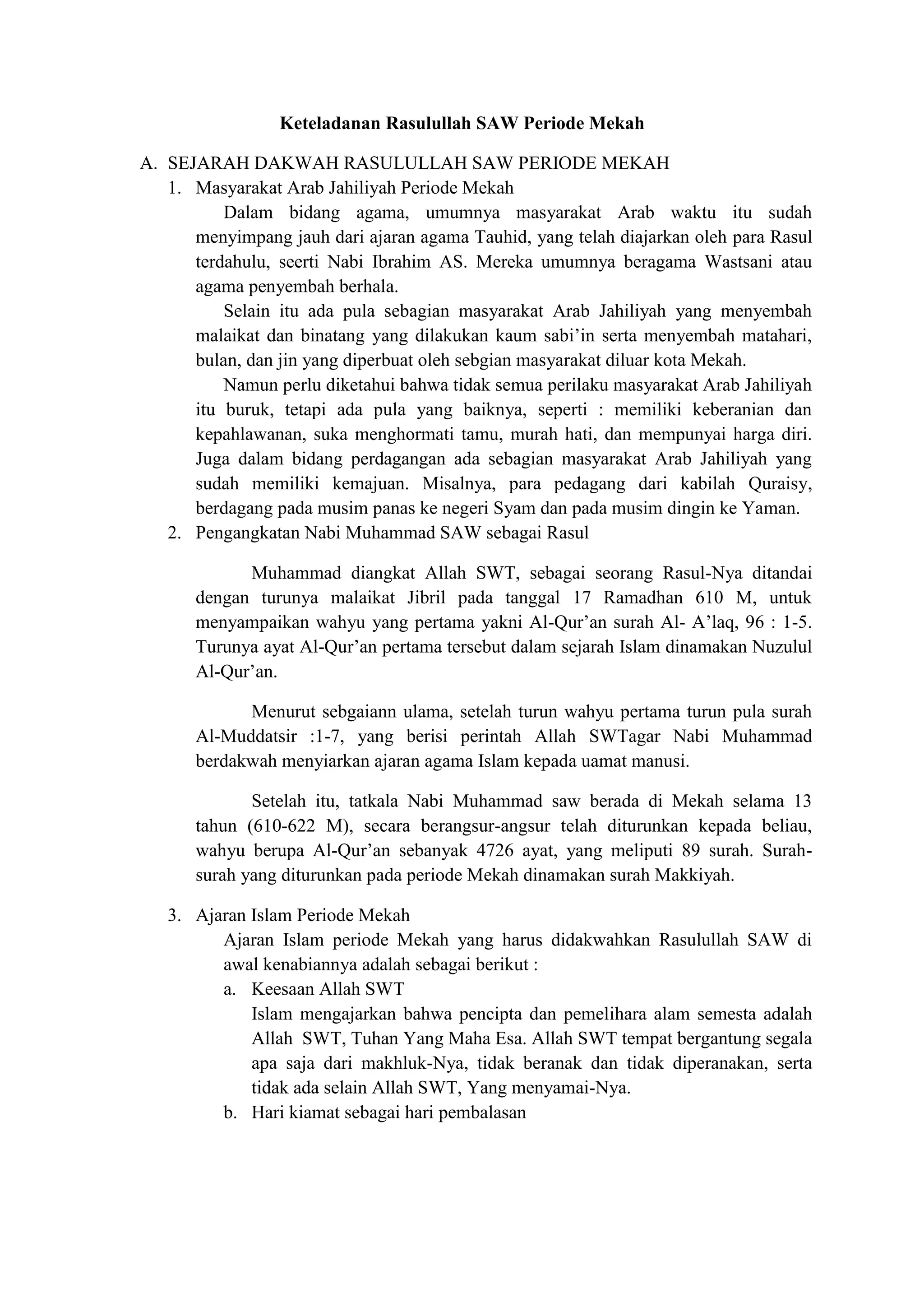 Keteladanan Rasulullah saw Periode Mekah 2 | PDF